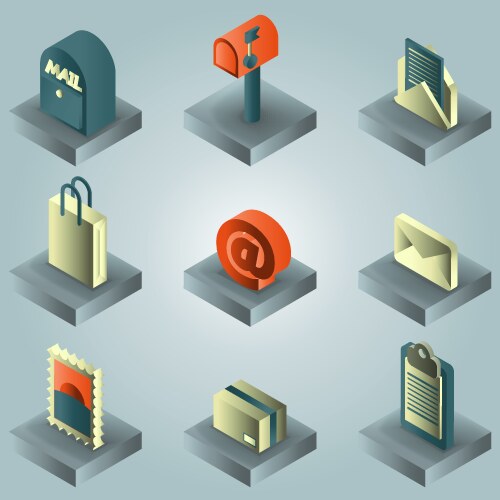 Laboratory color outline isometric icons Vector Image