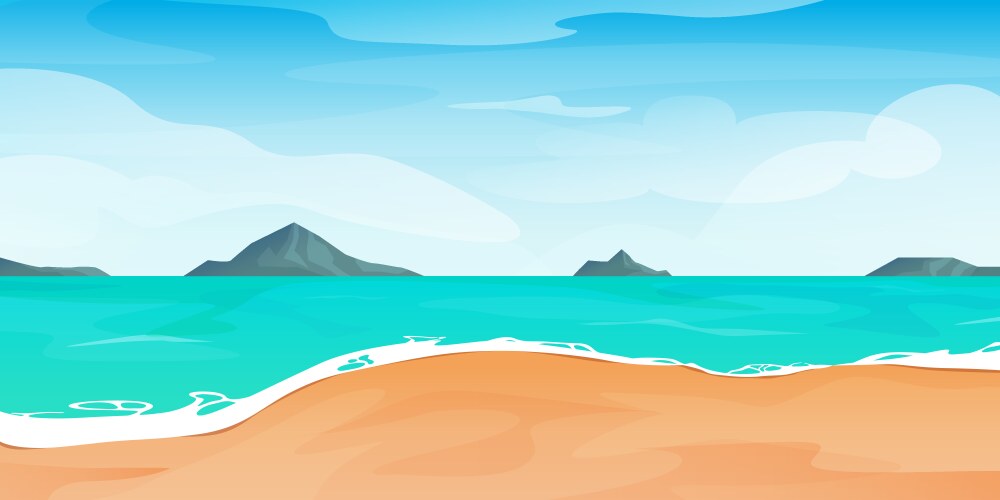 Summer beach cartoon landscape Royalty Free Vector Image