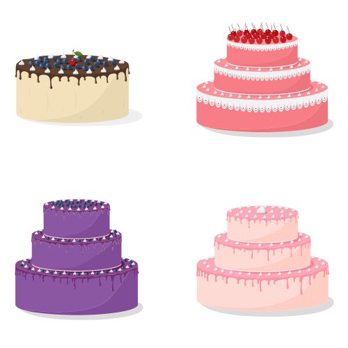 Cartoon cake topper collection Royalty Free Vector Image