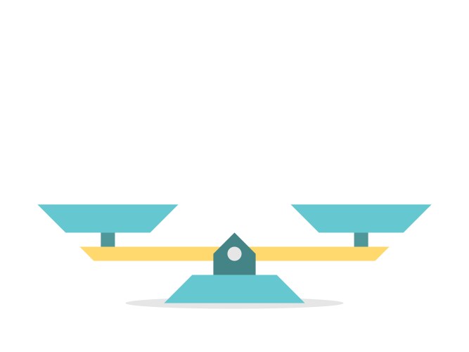 Seesaw scale balance comparison Royalty Free Vector Image