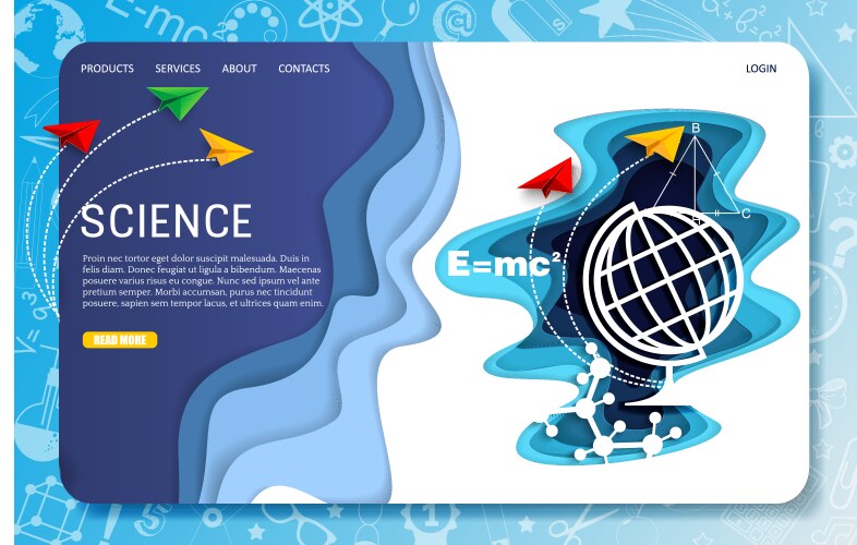 Science website landing page design Royalty Free Vector