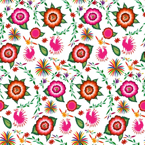 Mexican floral embroidery border seamless pattern Vector Image