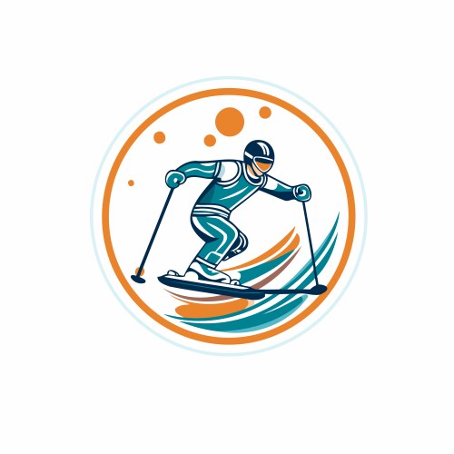 Cross-country skiing logo of skier Royalty Free Vector Image
