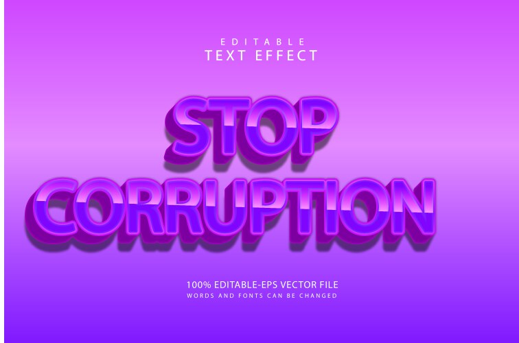 Stop corruption editable text effect 3 dimension Vector Image
