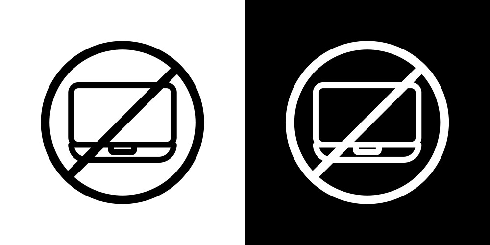 No laptop sign forbidden pc symbol Royalty Free Vector Image