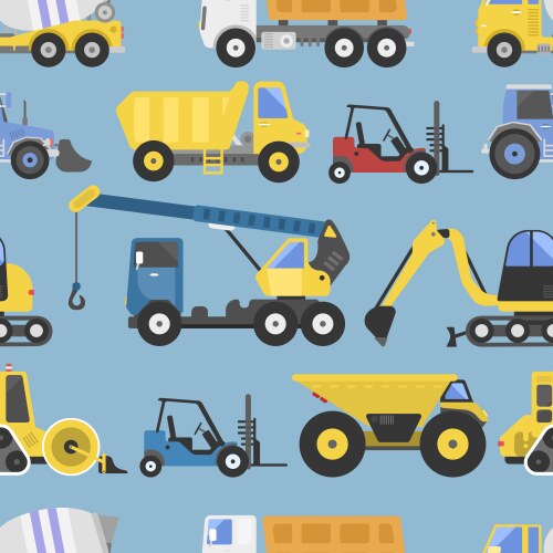 Seamless pattern with work trucks Royalty Free Vector Image