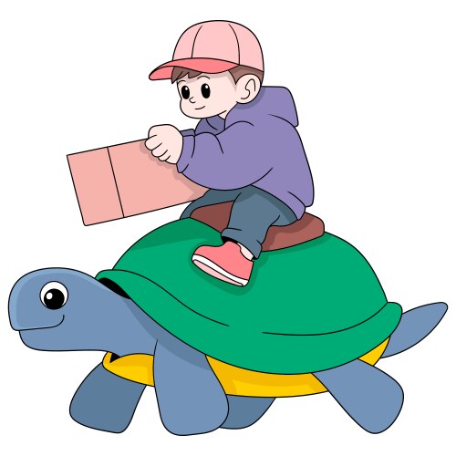 Turtle working as a courier delivering orders Vector Image