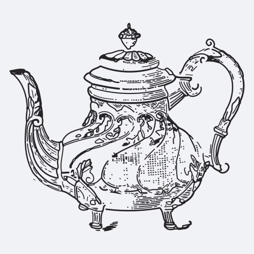Cottagecore style tea pot hand drawn sketch Vector Image