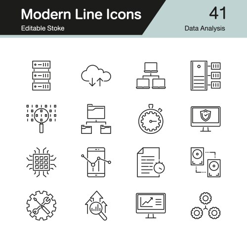 Process data analysis icon set in thin line style Vector Image