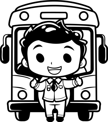 School bus with happy boy cartoon Royalty Free Vector Image