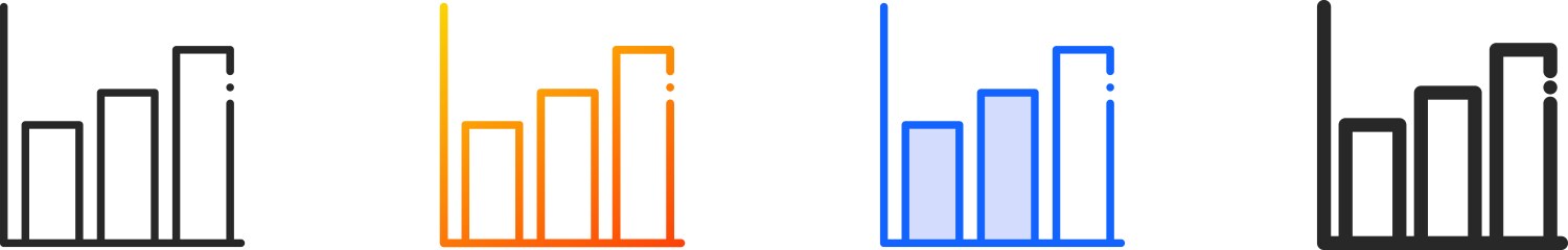 Chart iconthin linear gradient blue stroke Vector Image