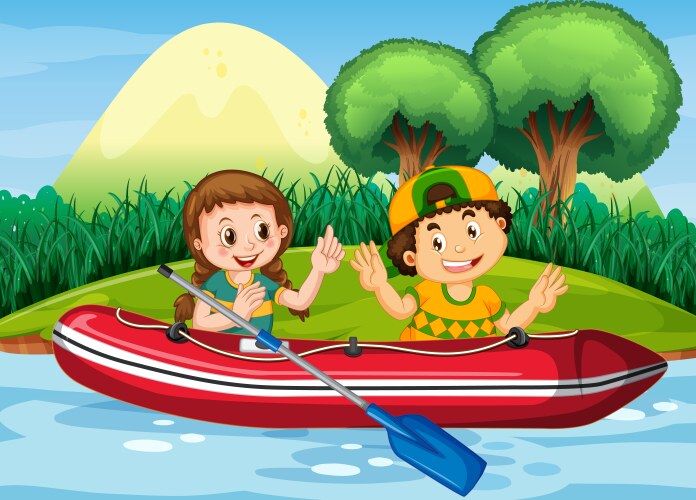 Children rafting Royalty Free Vector Image - VectorStock
