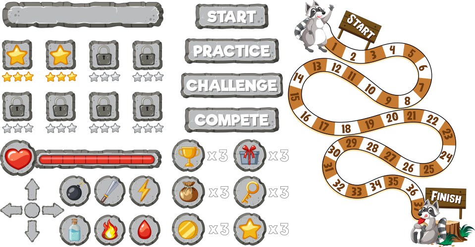 Simple board game template for children Royalty Free Vector