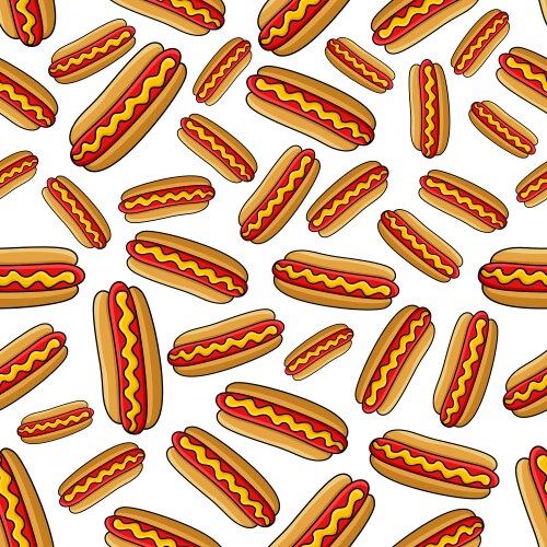 Seamless pattern with hot dog on a white Vector Image