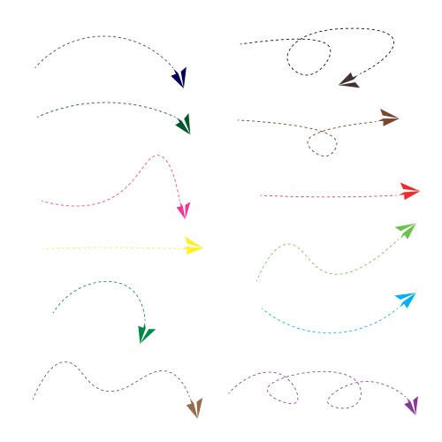 Dashed line arrows Royalty Free Vector Image - VectorStock