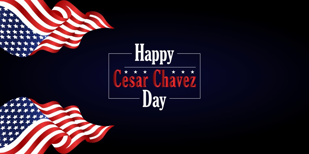 Happy cesar chavez day white text design font Vector Image
