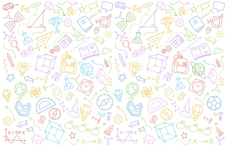 Studying at school sketch doodle background Vector Image