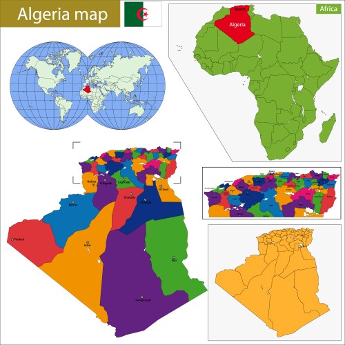 North africa region map countries in northern Vector Image