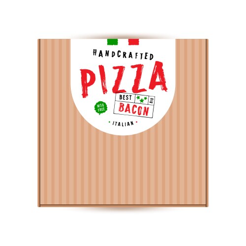 Pizza box design unwrap fastfood package Vector Image