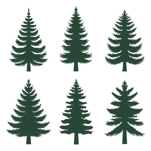 Tree line up silhouette set collection Royalty Free Vector