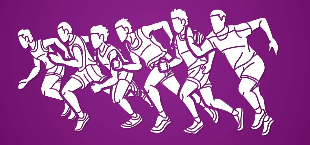 Group of people running together Royalty Free Vector Image