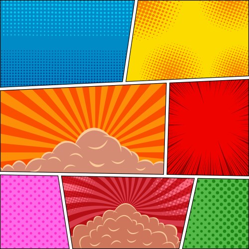 Empty halftone comic book strip page template Vector Image