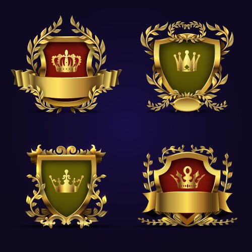 Royal background with ornament shield gold crown Vector Image