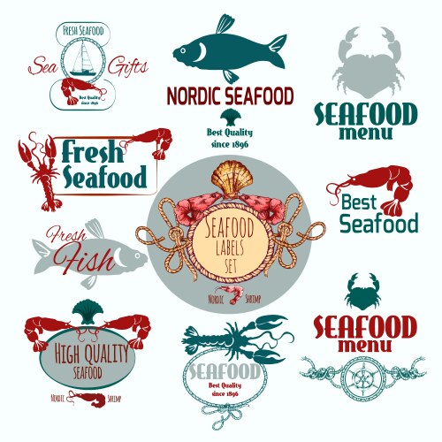 Seafood menu realistic poster Royalty Free Vector Image
