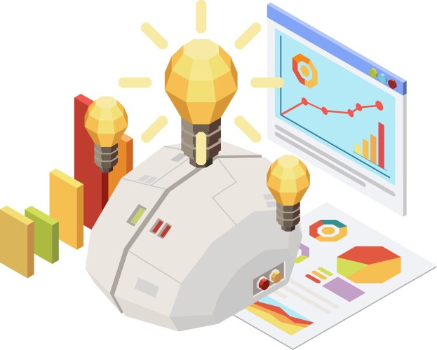 Digital brain concepts cartoon style set Vector Image