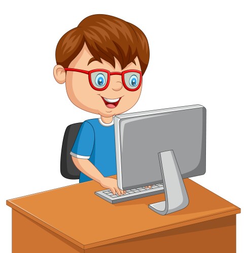 Cartoon little boy studying Royalty Free Vector Image