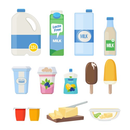 Dairy Product Collection - Milk & More – Royalty-Free Vector | VectorStock