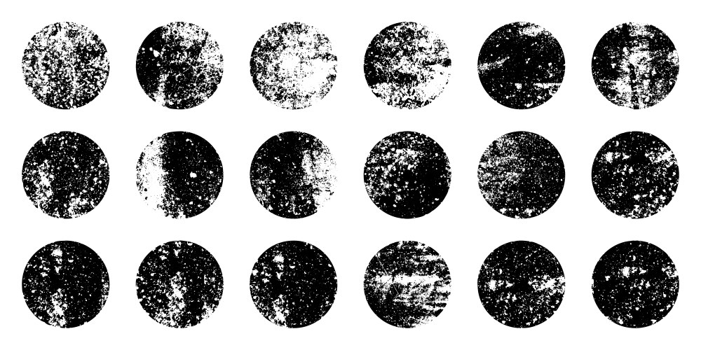 Grunge circles with stains and scratches circle Vector Image