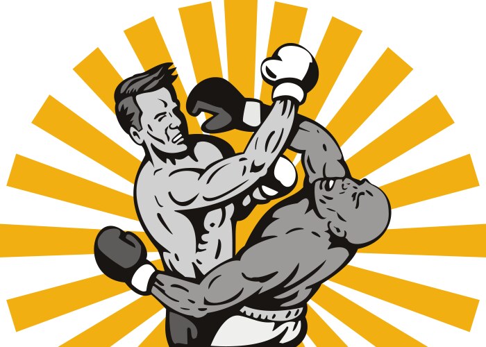Punch dynamo iconic silhouetted boxer knockout Vector Image
