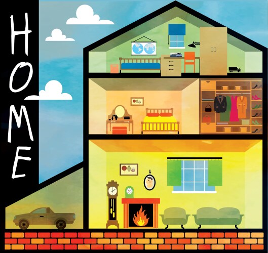 Cartoon family house in cut detailed modern Vector Image