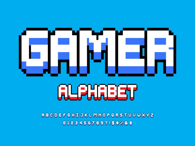 Pixel font Royalty Free Vector Image - VectorStock