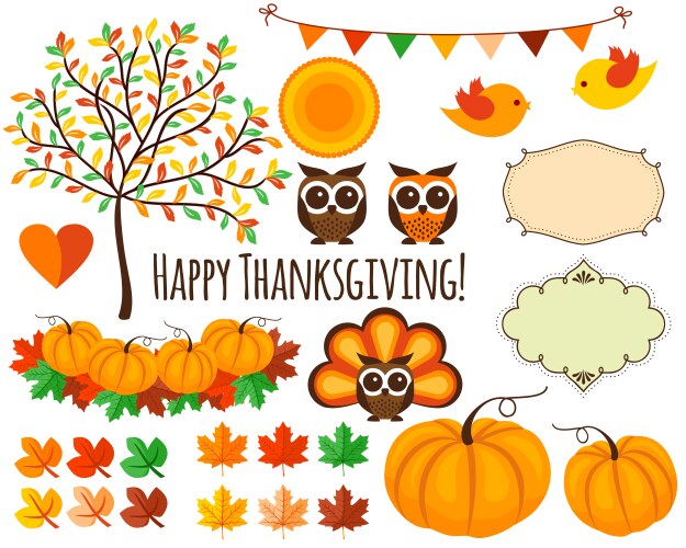 Thanksgiving set with cute forest animals Vector Image
