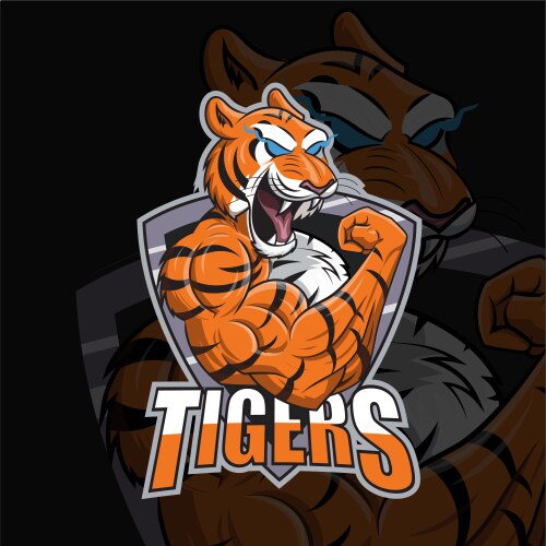 Tiger warrior mascot logo design Royalty Free Vector Image