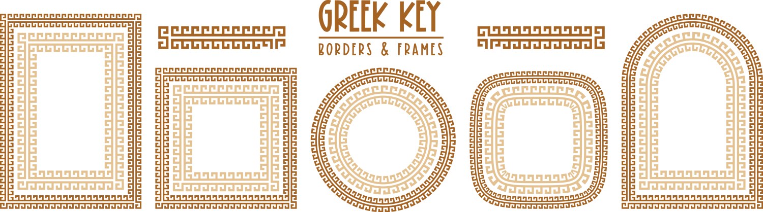 Greek key seamless border pattern collection Vector Image