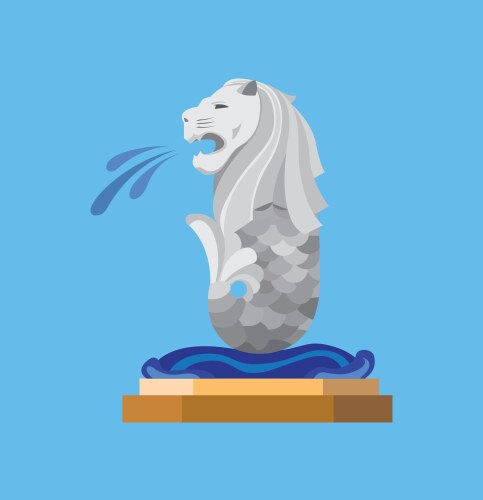 Merlion statue on blue Royalty Free Vector Image