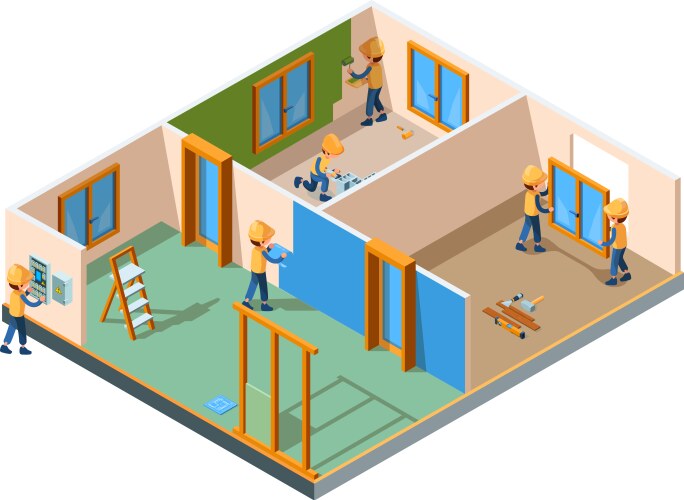 Home engineering company isometric website Vector Image