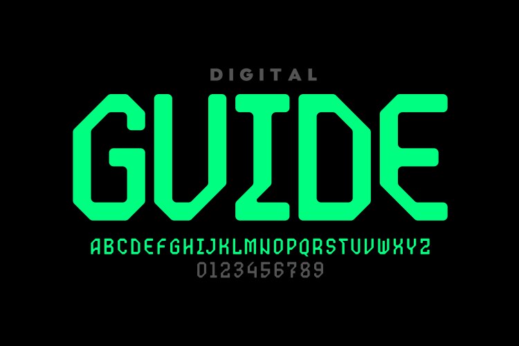 Digital clock style font Royalty Free Vector Image