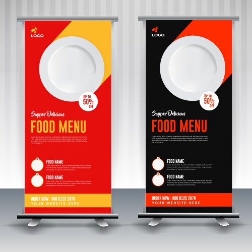 Food menu and restaurant modern rollup Royalty Free Vector