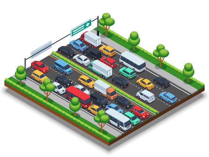 Urban city traffic landscape with moving Vector Image