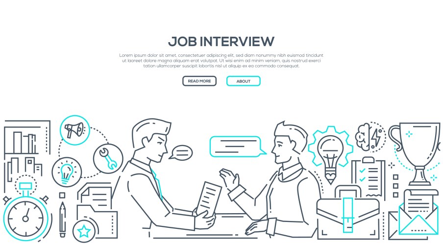 Recruitment career job icon set in thin line Vector Image
