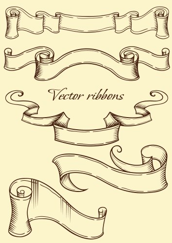 Vintage victorian scroll ribbon banners old tag Vector Image