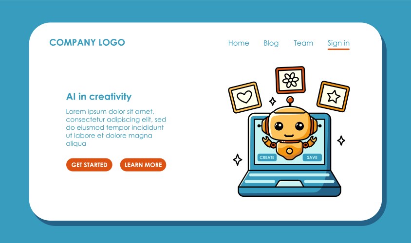 Web page design about using ai for text Royalty Free Vector
