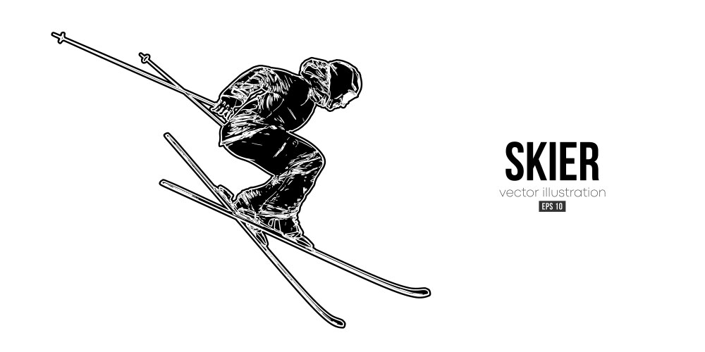 Abstract silhouette of a skiing on white Vector Image