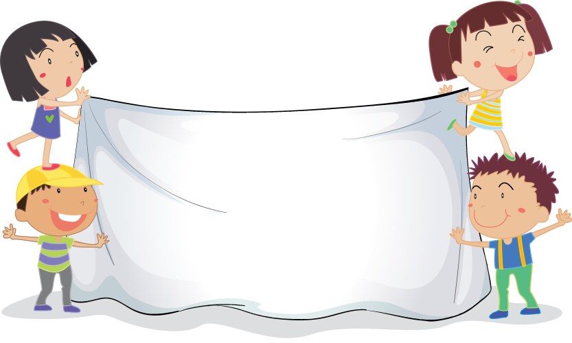 Four banner templates with happy kids Royalty Free Vector