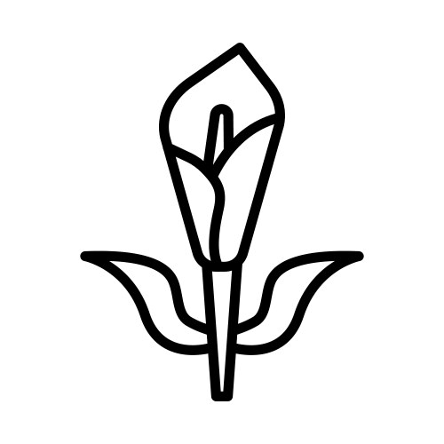 Calla icon black and white outline sign Royalty Free Vector