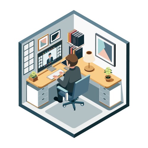 Online Job Workspace Isometric – Royalty-Free Vector | VectorStock